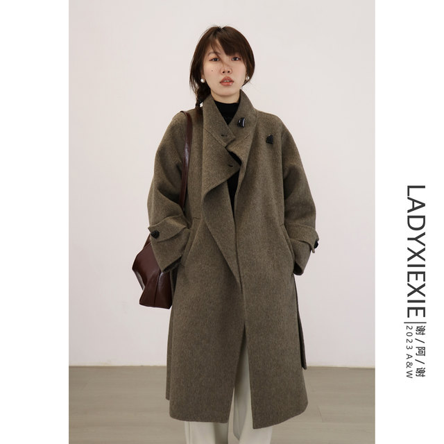 Ladyxiexie French lazy design sense Albaka double -sided cashmere coat ...