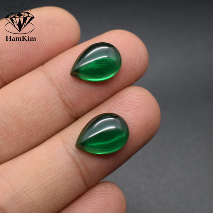 祖母绿宝石水滴形梨形平底裸石3*5-10*14mm戒指耳钉吊坠diy镶嵌石_虎窝淘