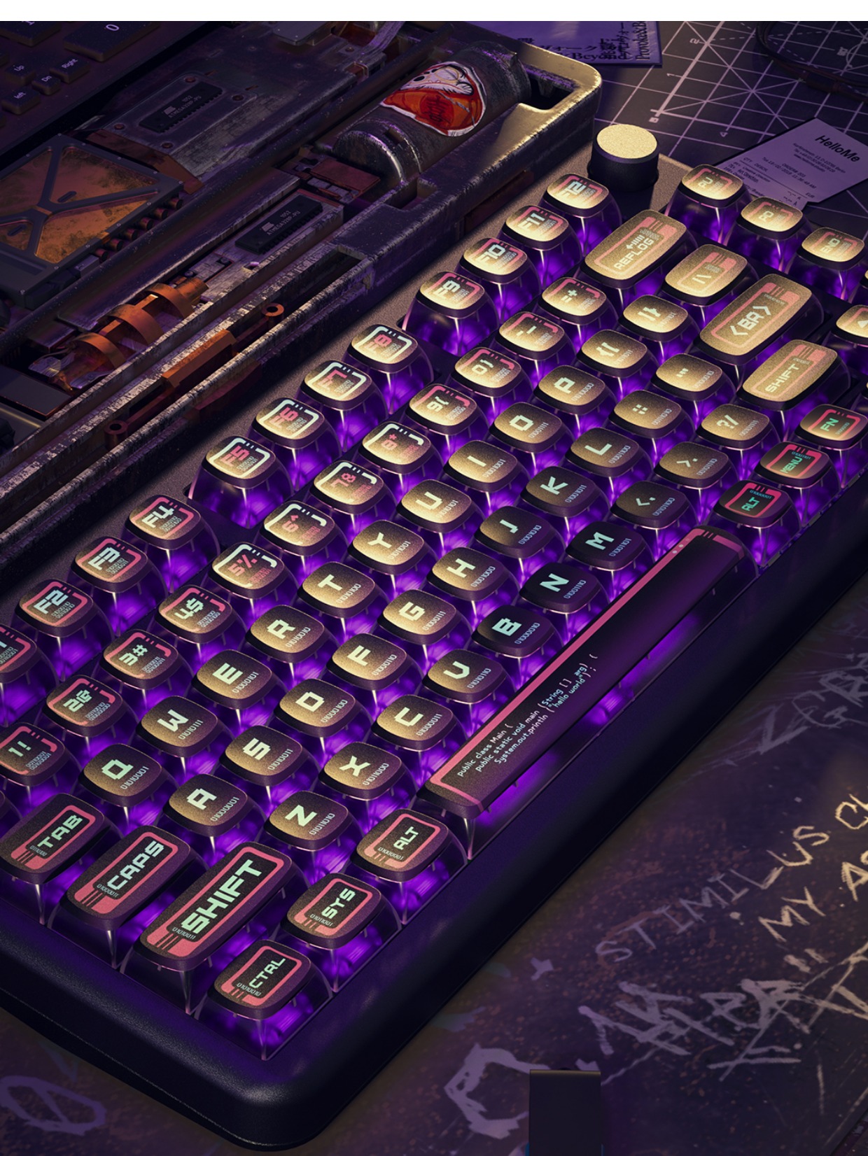 PIIFOX键帽二进制赛博朋克孤勇者卡路里侧刻透明PBT透光热升华130_虎窝淘