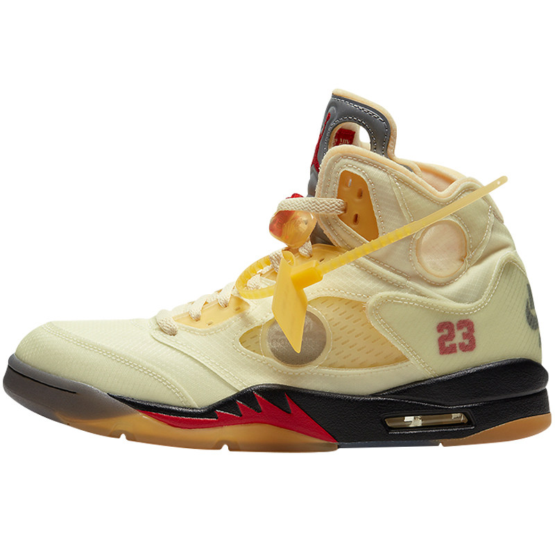 Air Jordan 5 x OFF-WHITE AJ5 OW联名奶油白帆蝉翼 DH8565-100_虎窝淘