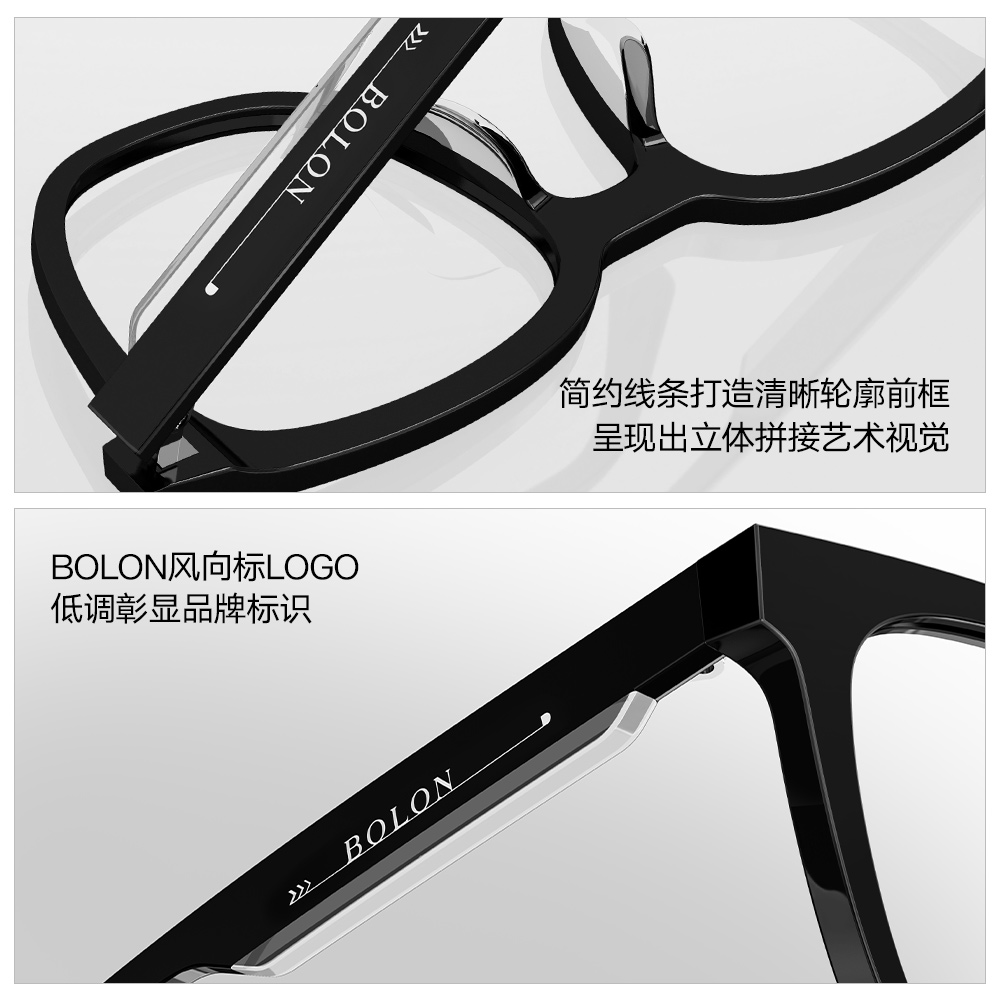 BOLON暴龙近视眼镜文艺黑框板材眼镜架男女光学镜可配度数BJ3128_虎窝淘