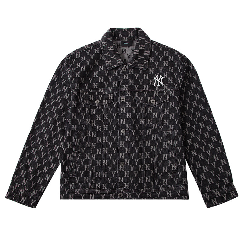 MLB男女牛仔外套2022春季新款复古老花NY运动休闲夹克3ADKM0121_虎窝淘