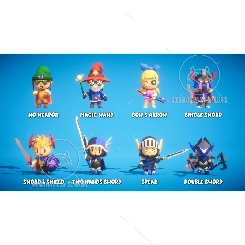 Unity RPG Tiny Hero Wave Polyart 1.0带动画可爱卡通英雄模型_虎窝淘