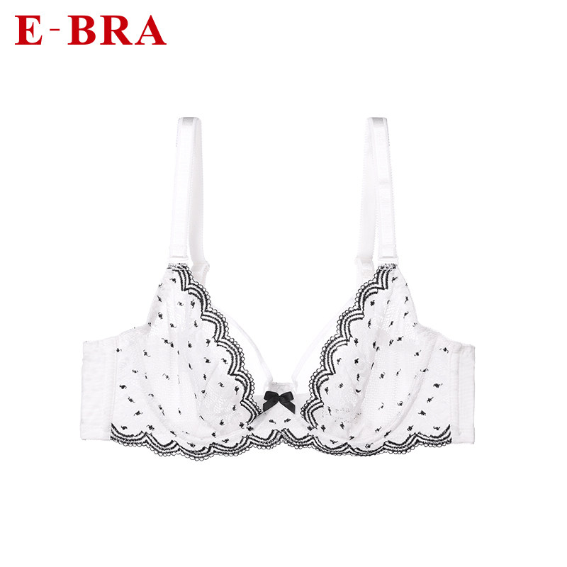 安莉芳旗下E-BRA薄款单层围大胸显小波点蕾丝文胸女内衣KB1663_虎窝淘