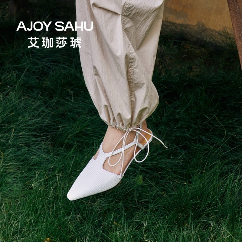 AJOY SAHU/艾珈莎琥女鞋猫跟一字带包头凉鞋细跟尖头小跟单鞋女夏_虎窝淘