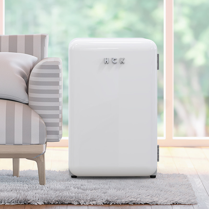 HCK哈士奇复古小冰箱单门式小型家用办公室冷藏保鲜柜网红冰箱电_虎窝淘