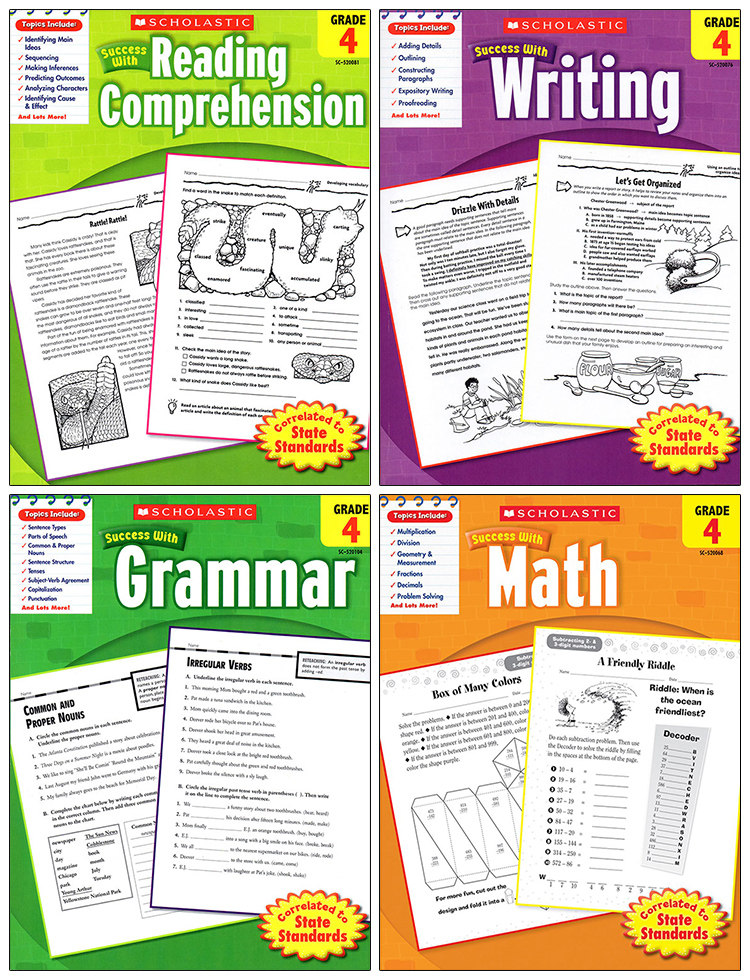Grade 4 Scholastic Success with Reading Writing Grammar Math学乐成功系列练习册英语 ...