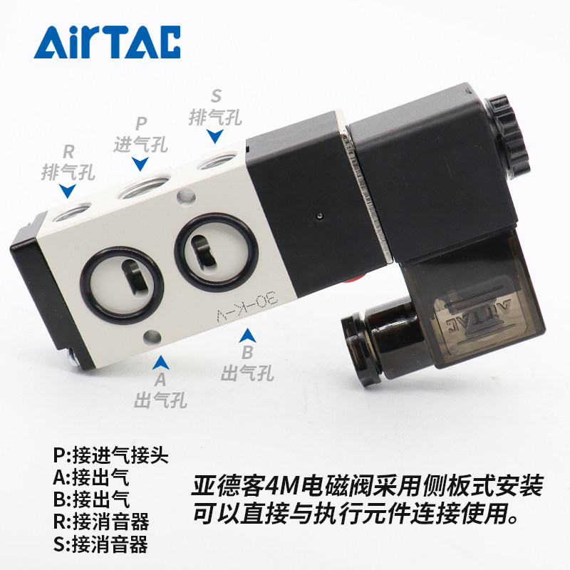 原装亚德客4M210-08板式气动电磁控制阀220v二位五通换向阀dc24v_虎窝淘