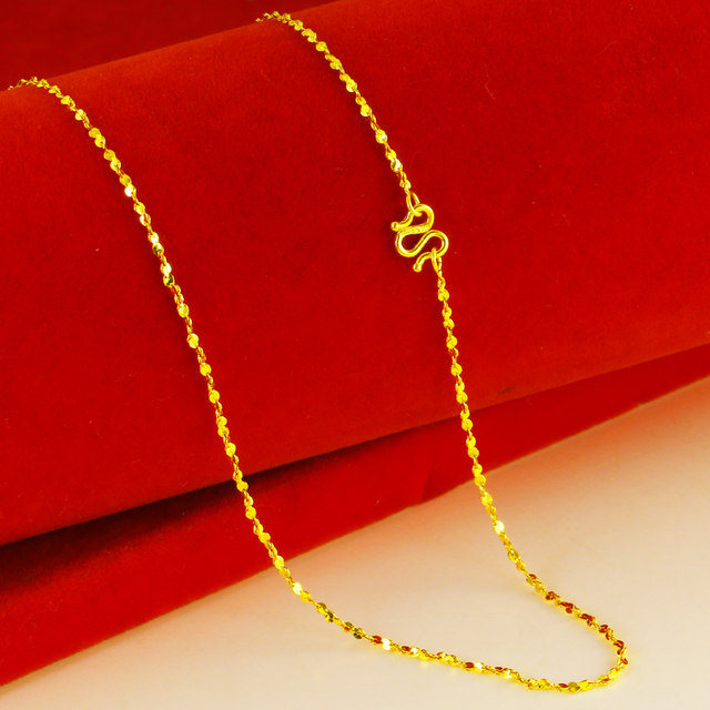 Genuine gold necklace for women 9999 feet gold chain pure gold clavicle ...