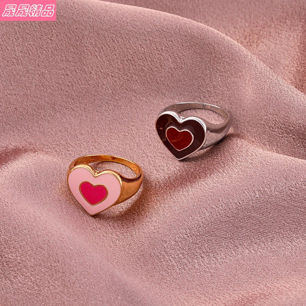 New product love rings sweet alloy heart-shaped ring jewelry_虎窝淘