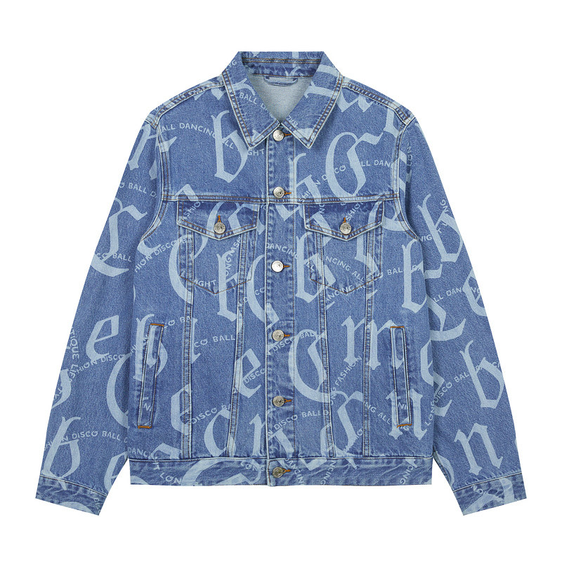 Cabbeen卡宾男装牛仔夹克春夏新款时尚logo满印牛仔外套潮A_虎窝淘