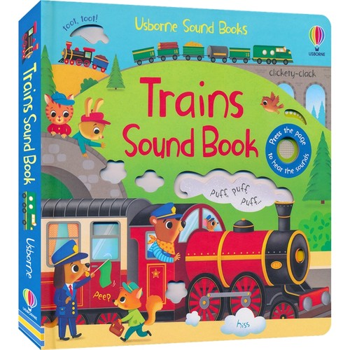 Usborne Trains Sound Book 尤斯伯恩 火车发声书 多感官认知 儿童英语早教启蒙 亲子读物 英文原版进口图书_虎窝淘