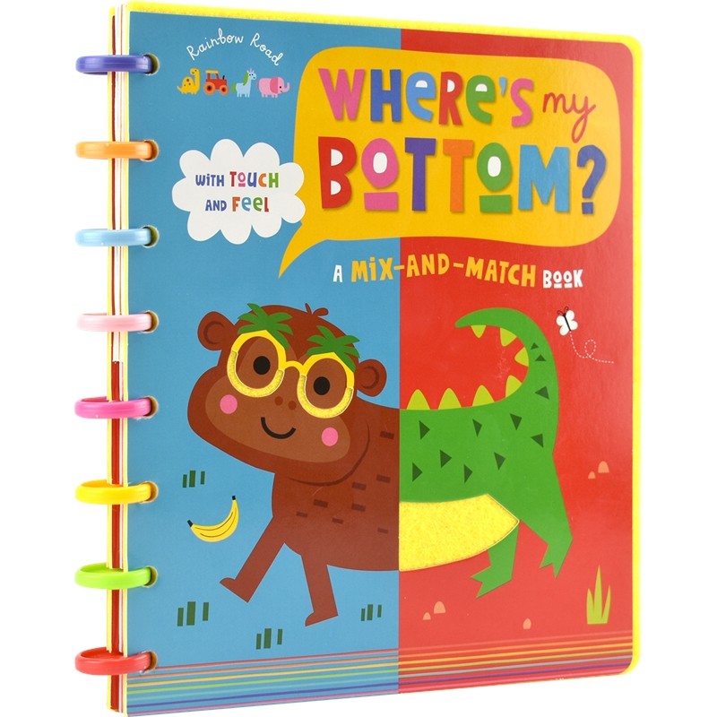 Where's My Bottom(Rainbow Road)英语早教启蒙触摸书儿童亲子读物动物匹配游戏英文原版进口图书_虎窝淘