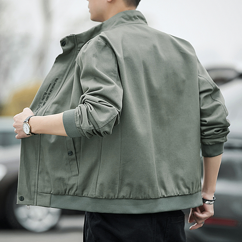 Ulyn男士外套春秋季立领工装夹克新款加绒休闲棒球服帅气潮牌衣服_虎窝淘