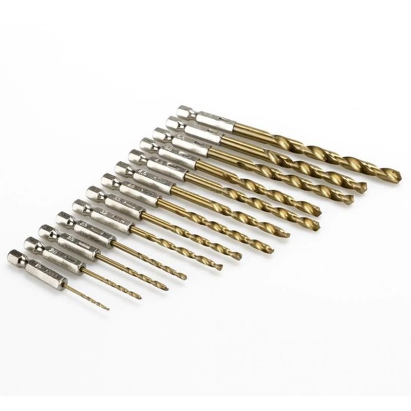 13Pcs High Speed Steel Titanium Coated Drill Bit Set 5x HS_虎窝淘