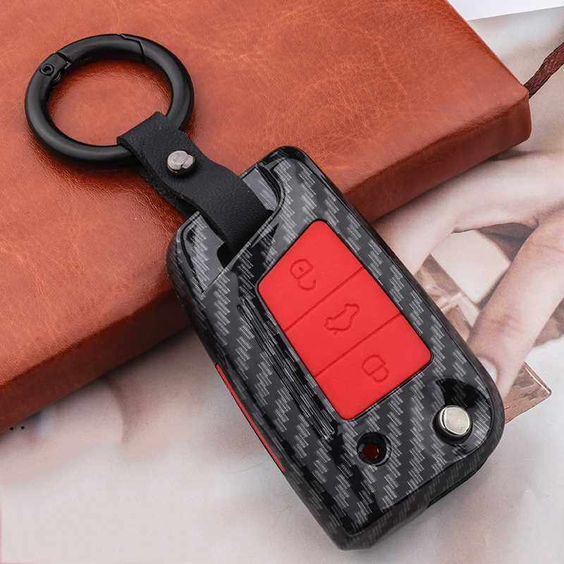 Silicon Carbon Fiber ABS Matte Car Key Cover Case For Volksw_虎窝淘