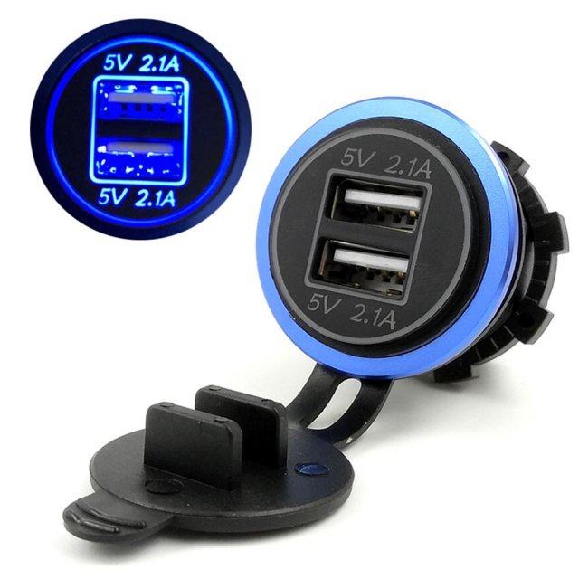 DIY 12V 24V Dual USB Car Charger Power Panel 5V 2.1A for iph_虎窝淘