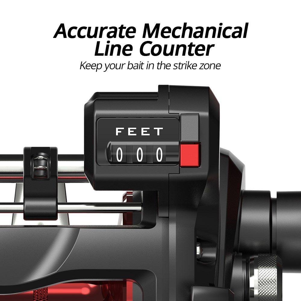 ReKon Line Counter Trolling Fishing Reel Round Baitcasting R_虎窝淘