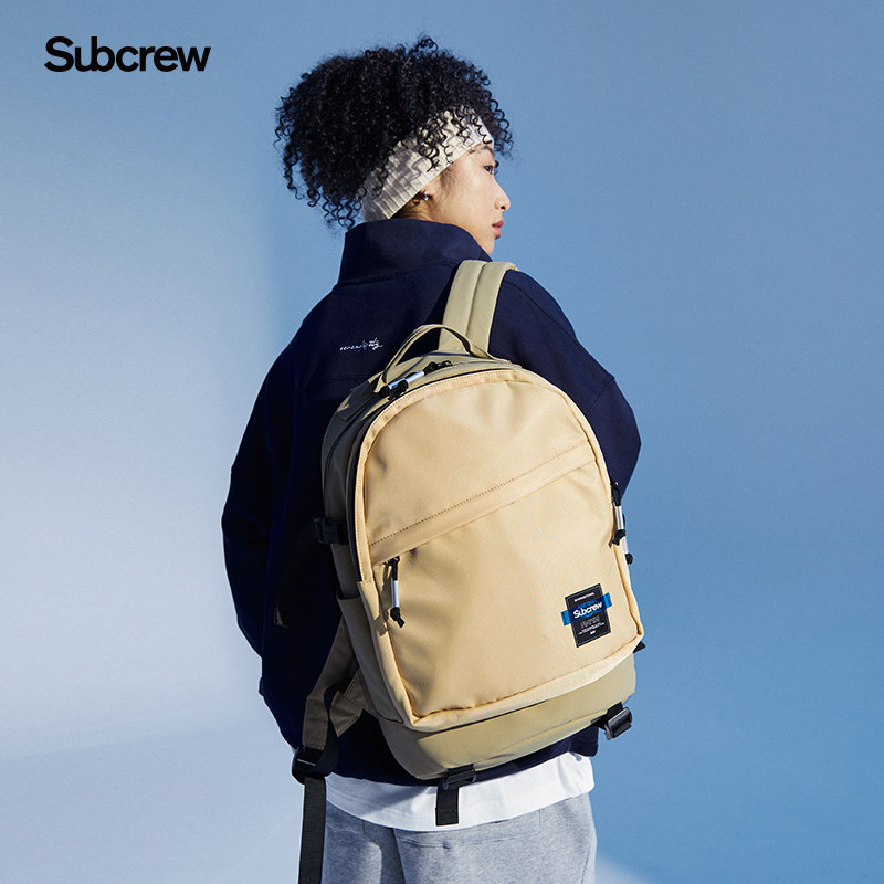 Subcrew双肩包潮牌日系大容量书包简约ins休闲通勤男女电脑背包_虎窝淘