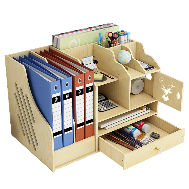 文件架收纳神器多层大容量文件夹收纳盒整理创意文具置物架文件框桌面整理文件盒办公书架框简约A4纸收三加二_虎窝淘