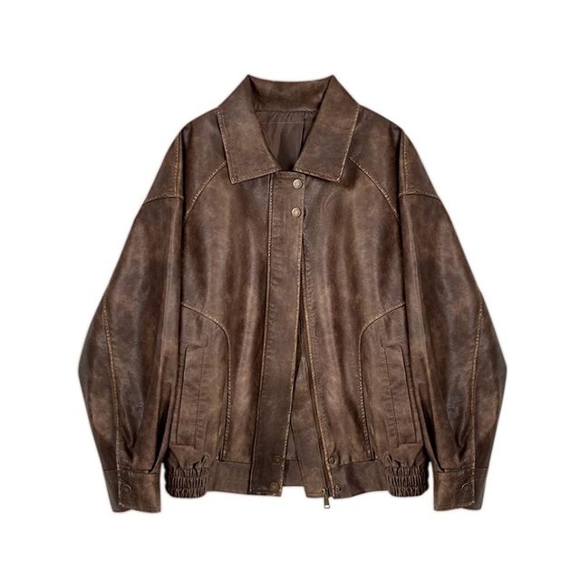 Brown small leather jacket for women new style this year's popular ...