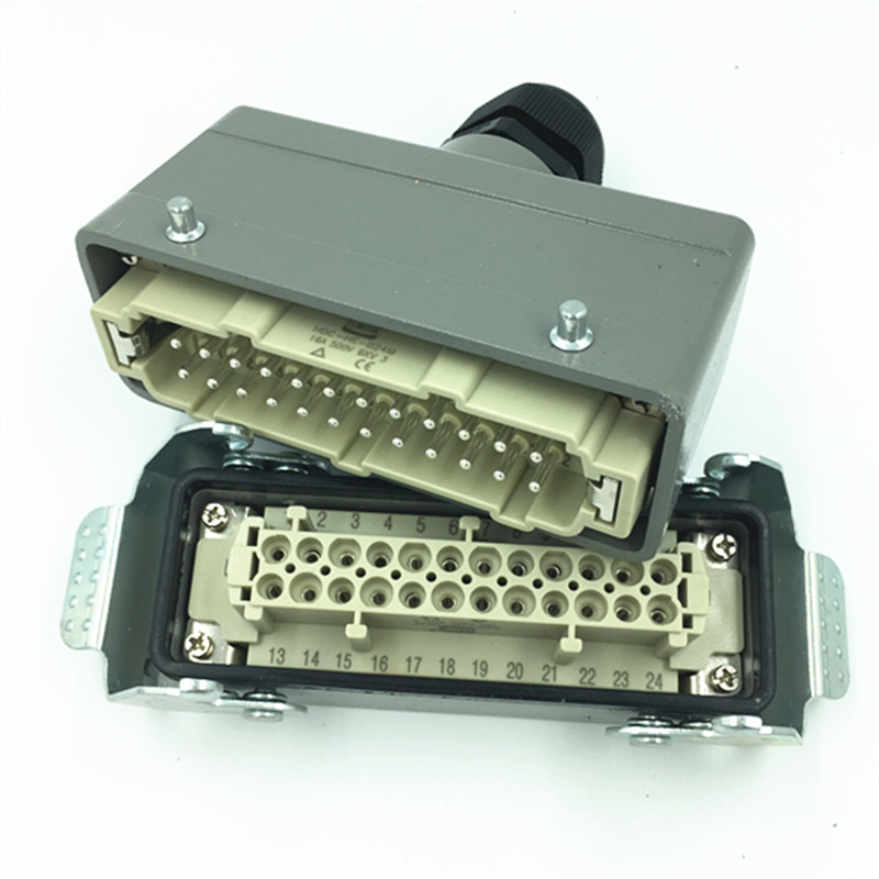 HE-024M/F重载连接器24芯热流道配件 HDC-HE-024-2矩形插头插座_虎窝淘
