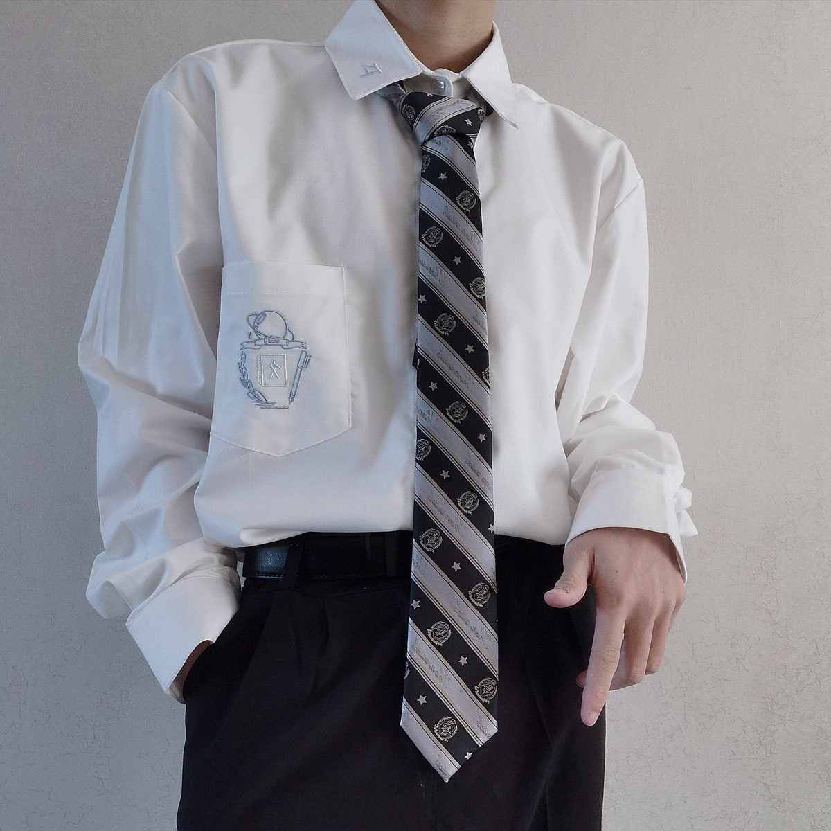 【刺篇】 日系jk/DK制服正版原创学院风黑灰色休闲百搭领带领结_虎窝淘