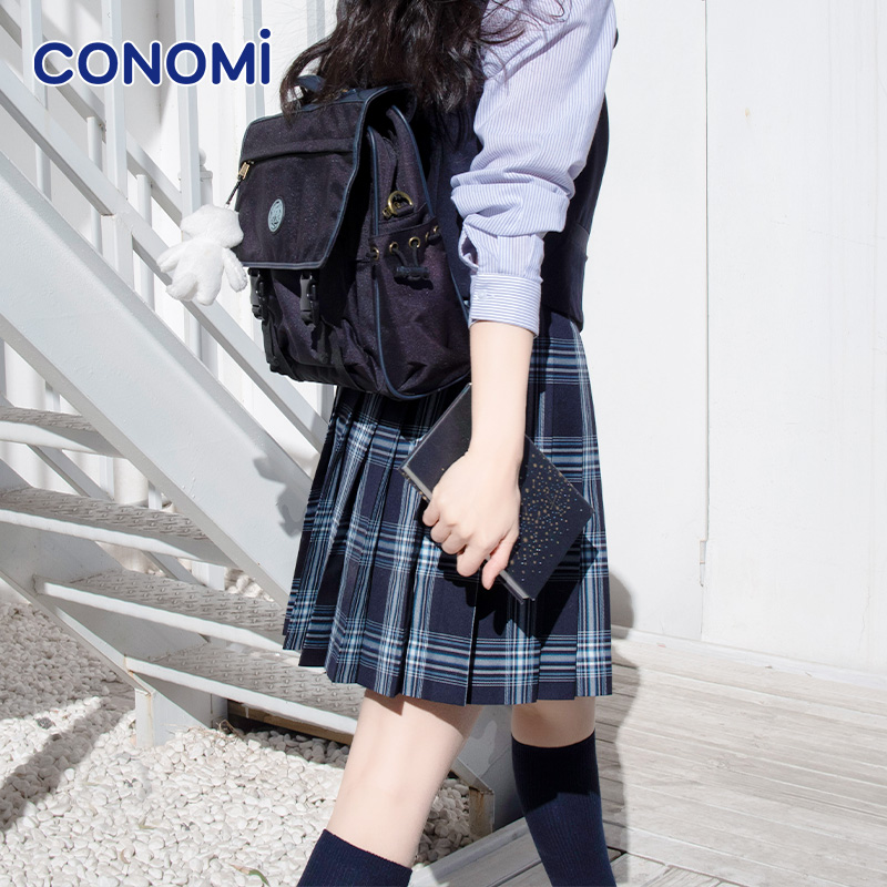 conomi日系原创正版JK制服百褶裙子格子1096软妹A字羊毛半身裙女_虎窝淘