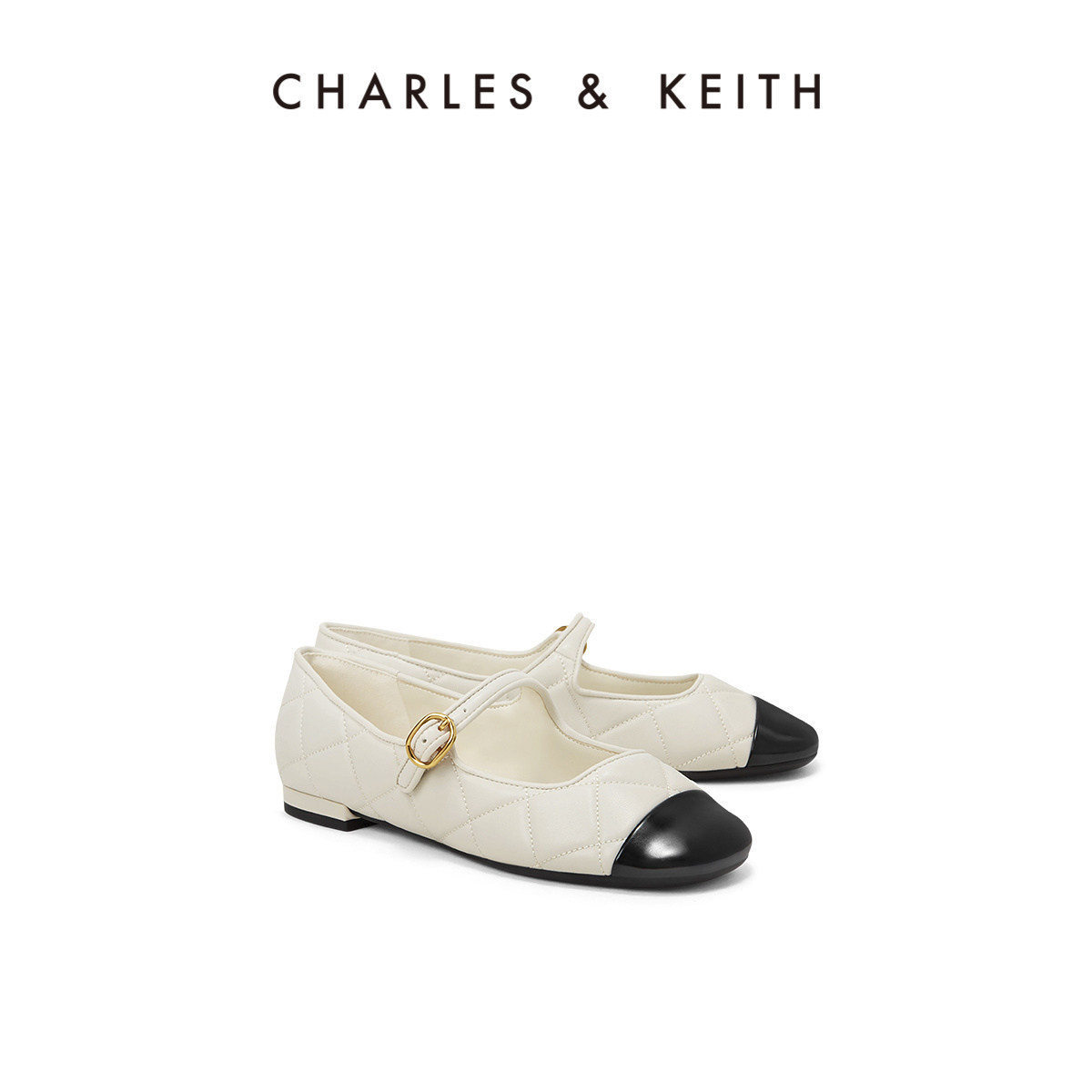 CHARLES&KEITH秋冬女鞋CK1-70900405菱格平底小香风玛丽珍鞋单鞋_虎窝淘