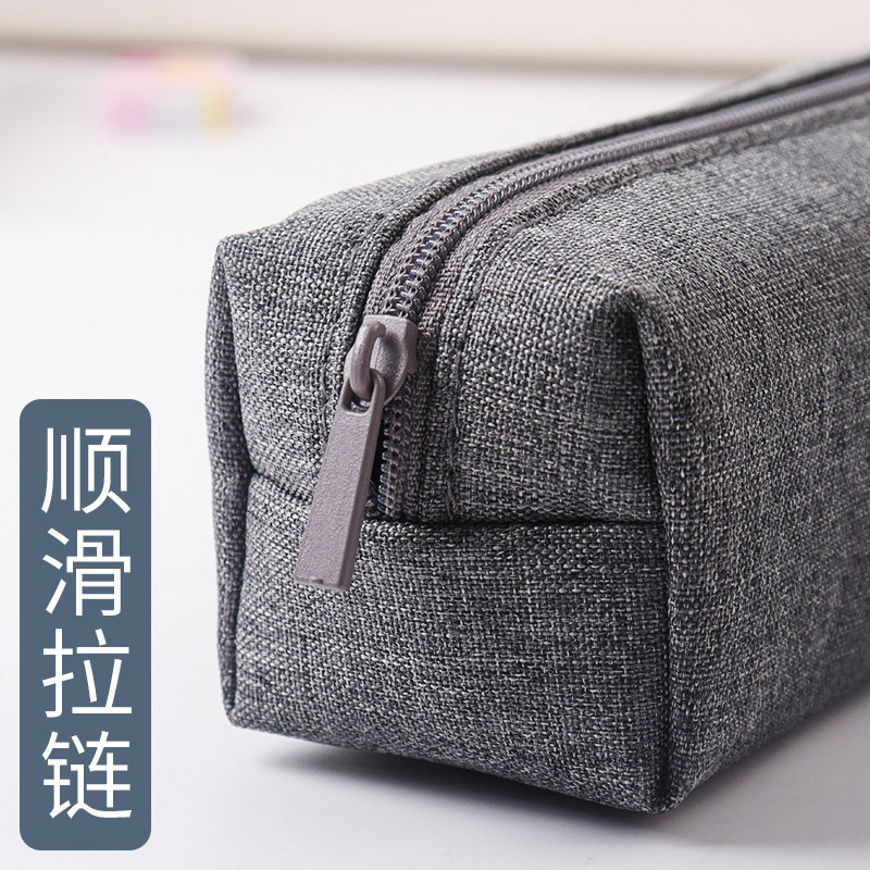 得力笔袋简约日系小清新铅笔盒文具盒文具袋高中生初中生小学生用ins多功能大容量铅笔袋男女儿童帆布大学生_虎窝淘