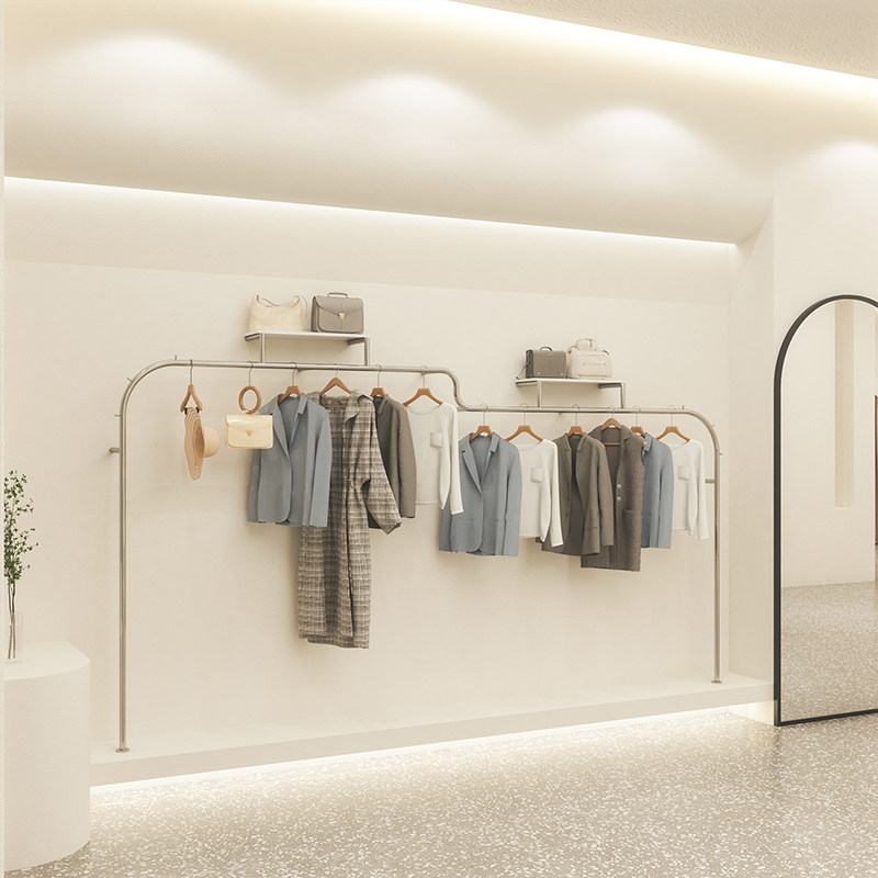 女装童装店货架服装店上墙壁衣架专用加粗不锈钢挂衣架衣服展示架_虎窝淘
