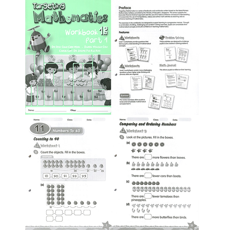 进口新加坡小学数学教材国际数学权威认证 Targeting Mathematics 1B书本+3本课内外练习册一年级下学期思达出版社英文数学 ...