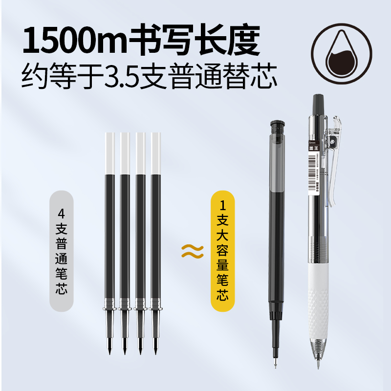 晨光大墨王按动中性笔J9001黑色水笔0.5学生用考试刷题速干笔st头_虎窝淘