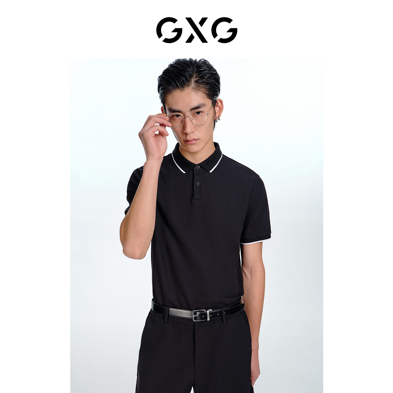 GXG男装多色凉感短袖polo衫男士翻领T恤商务上衣 2023年夏季新品_虎窝淘