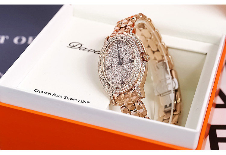 专柜正品蒂玮娜Davena满钻精致气质钢带女表轻奢石英手表时尚潮流_虎窝淘