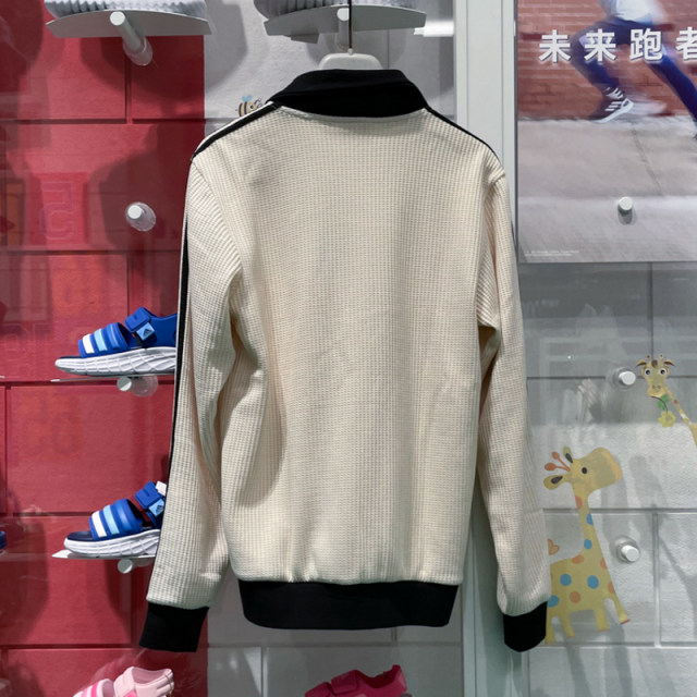 Adidas Clover men's and women's 2024 autumn new waffle stand-up collar ...