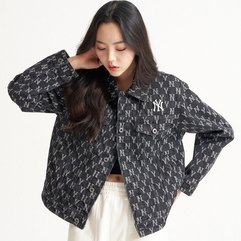 MLB男女牛仔外套2022春季新款复古老花NY运动休闲夹克3ADKM0121_虎窝淘