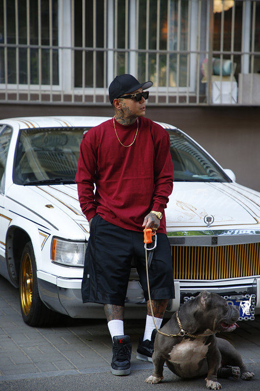 bboy练舞popping hiphop街舞old school小领重磅纯色打底长袖t桖_虎窝淘