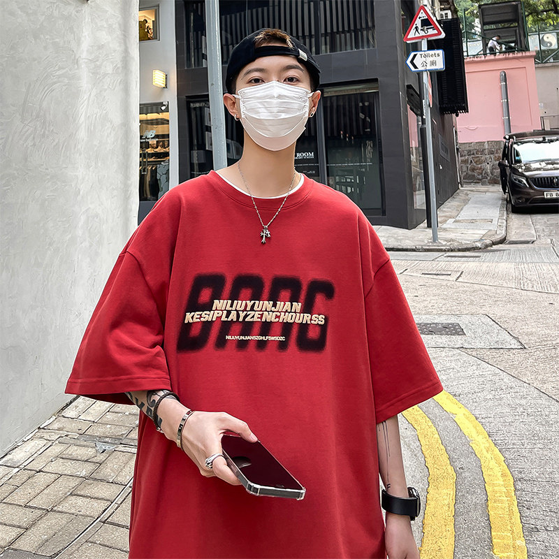 BDCT 220克纯棉发泡字母T恤几物男装设计大码宽松休闲短袖上衣潮_虎窝淘
