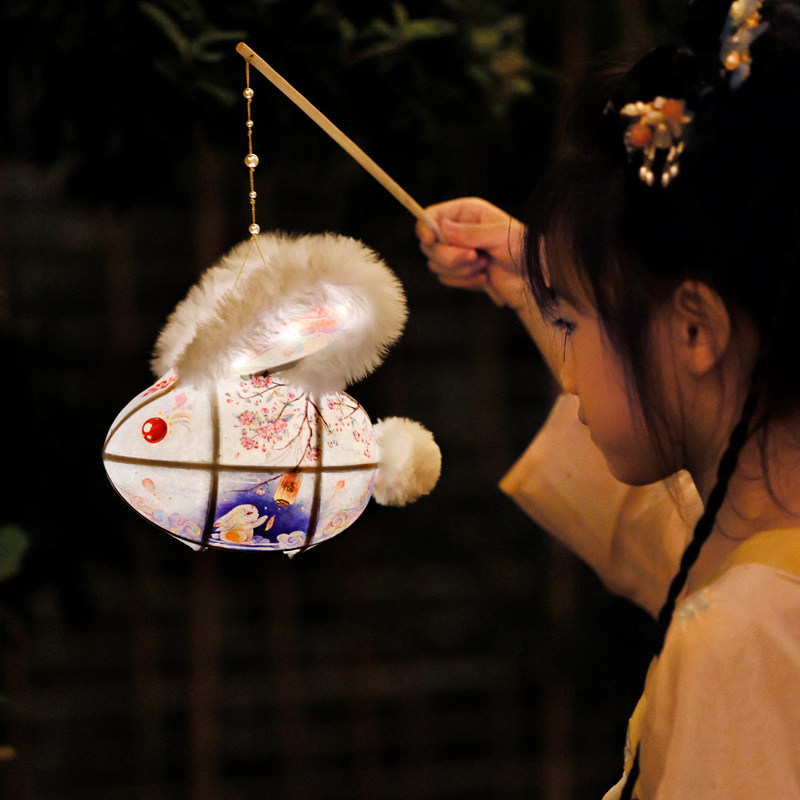 中秋节非遗手工兔子灯笼diy材料包中国风儿童手提宫灯花灯diy礼物_虎窝淘