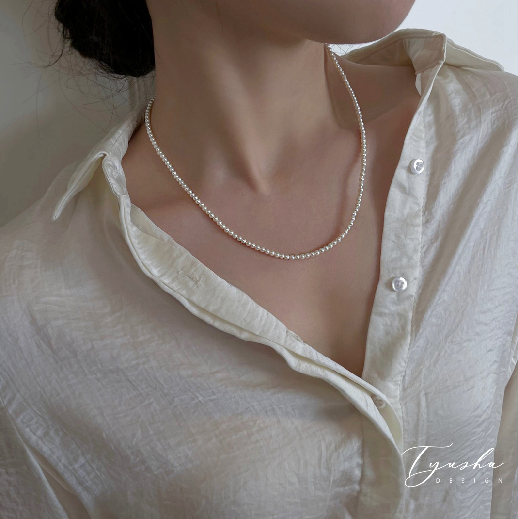 Tyusha奶油白baby强光施家珍珠项链14k包金毛衣百搭女锁骨链网红_虎窝淘