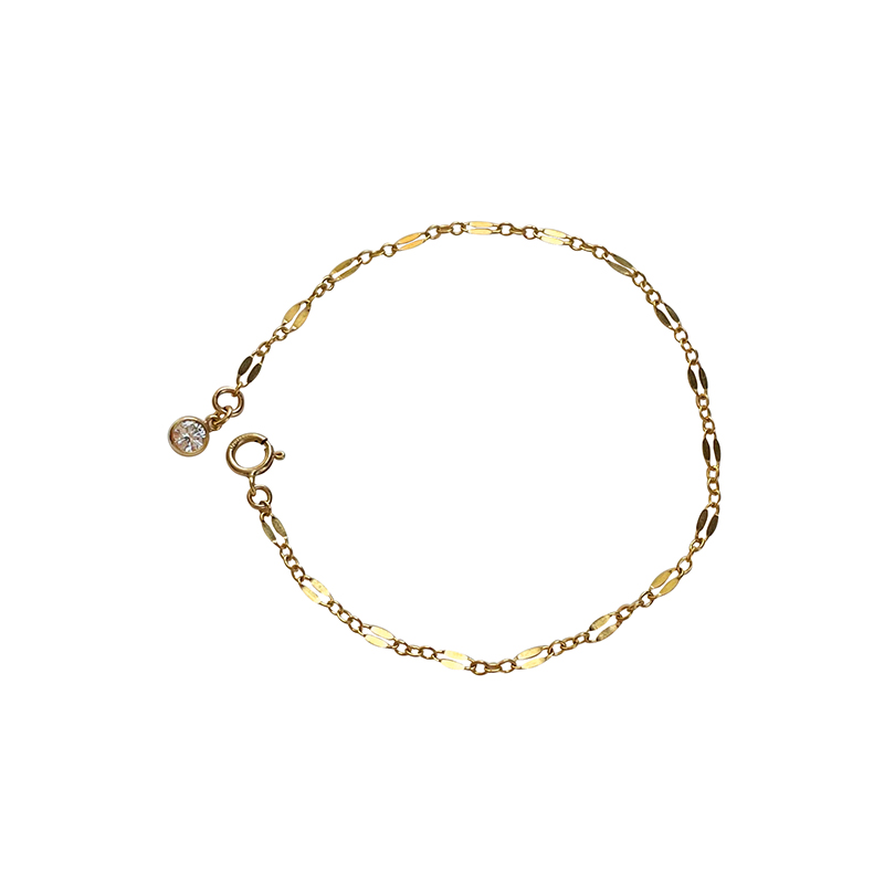 TYUSHA金片闪闪的中古风/美国14K包金单钻手链女轻奢精致不褪色_虎窝淘