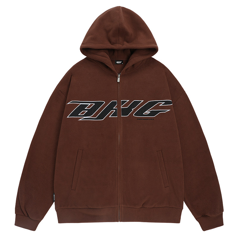 BJHG不计后果秋美式重磅摇粒绒连帽开衫卫衣男大码情侣拉链外套女_虎窝淘