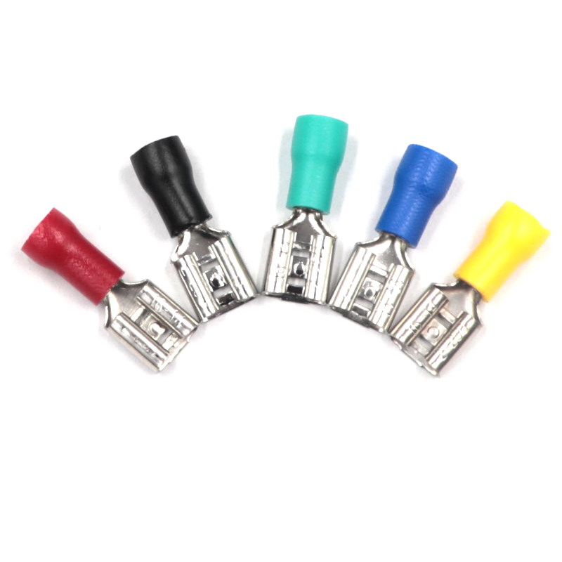 FDD2-250母预绝缘端头冷压接线端子6.3mm插簧铜线耳鼻子 1000只_虎窝淘