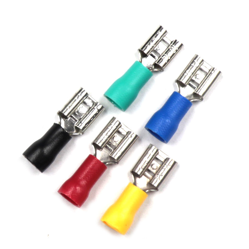 FDD2-250母预绝缘端头冷压接线端子6.3mm插簧铜线耳鼻子 1000只_虎窝淘