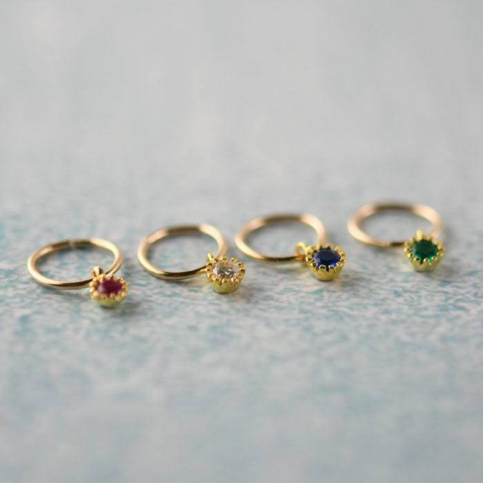 新品个性耳软骨环女气质时尚小耳骨耳圈14K包金锆石防过敏耳饰INS_虎窝淘