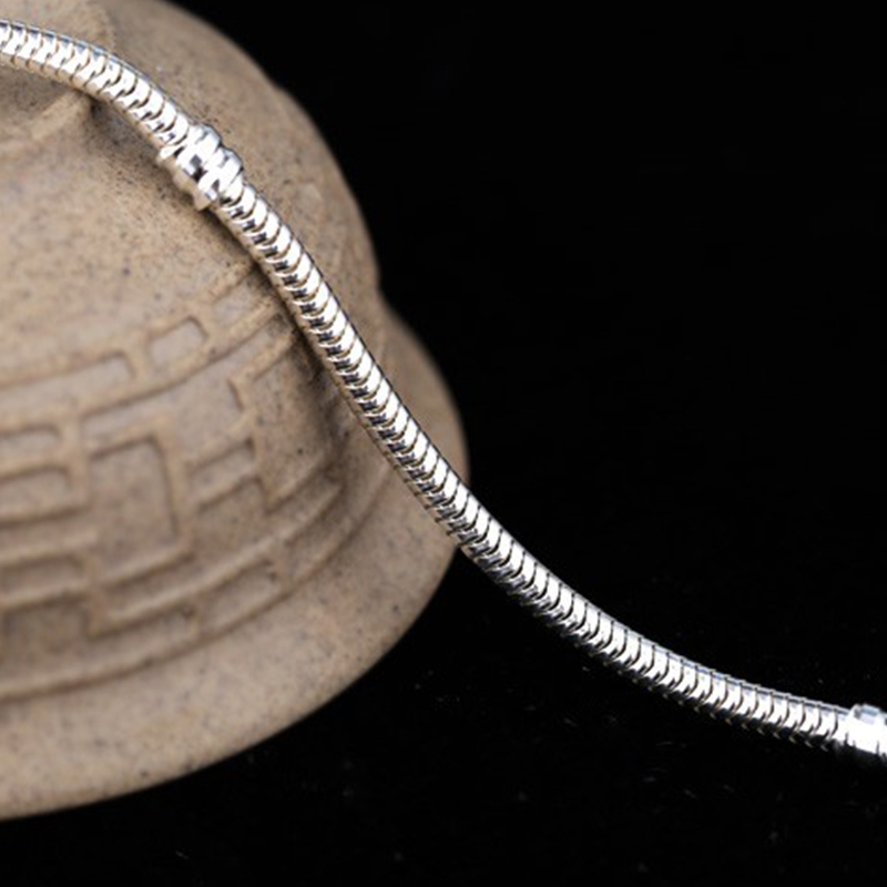 s925纯银珠子串饰手链基础链蛇骨手链纯银手链直径3mm_虎窝淘