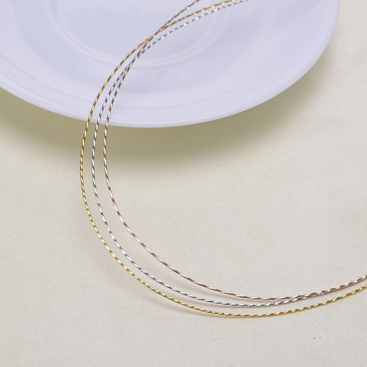 DIY珍珠配件 S925银项链进口工艺镀K金微弹力带针项圈路路通链_虎窝淘