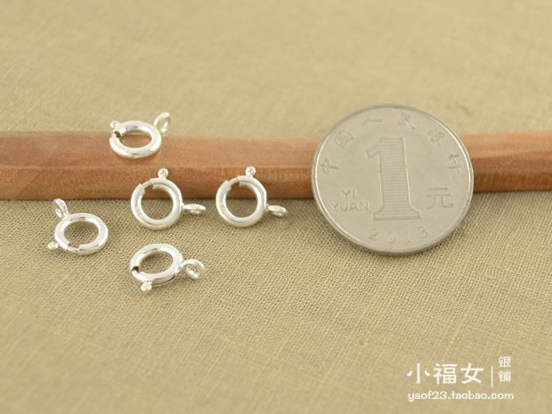 S925纯银圆扣 8mm弹簧项链扣进口工艺DIY手工饰品配件小福女_虎窝淘