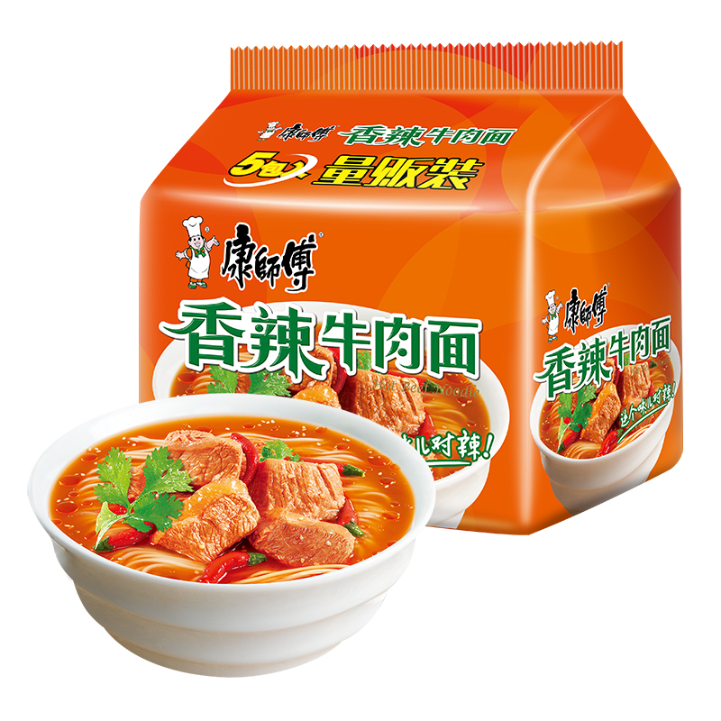 康师傅方便面经典袋香辣牛肉面103g*5袋面泡面速食面_虎窝淘